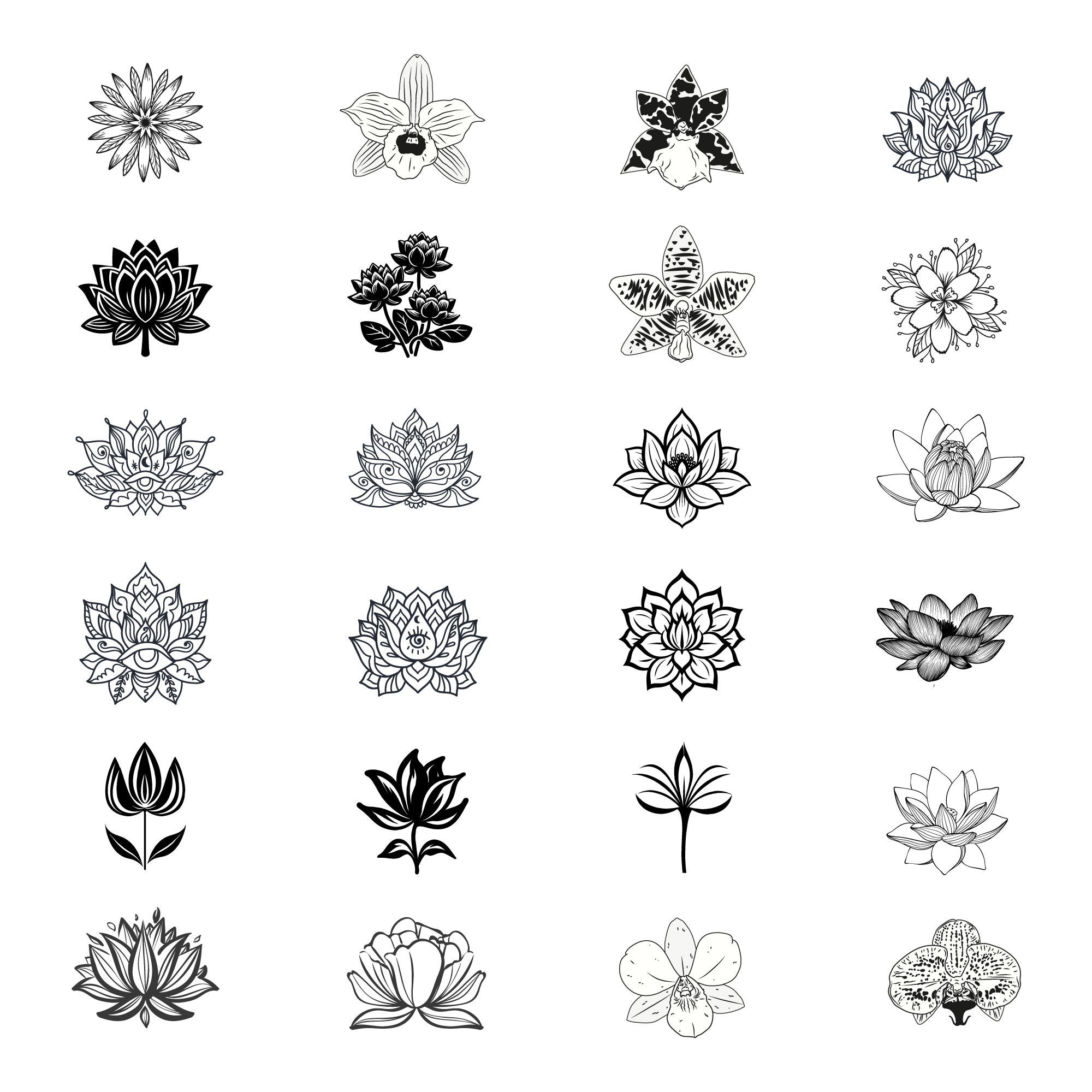 Lovely Lotus Flower Svg, Flower Svg Bundles, Lotus Flower Designs ...
