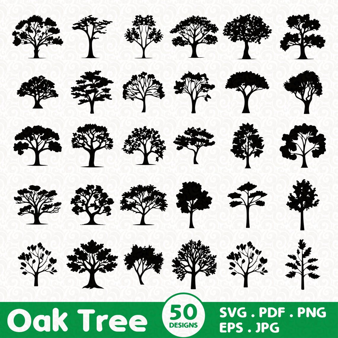 Oak Tree Svg Bundles, Woodland Forest Tree Svg , Oak Tree PNG, Oak Tree ...