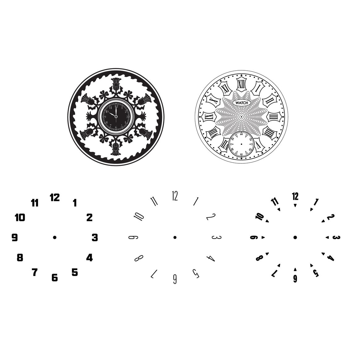 Wall Clock Face Svg Bundles, Clock Face PNG, Clock Face Svg Circuit for ...