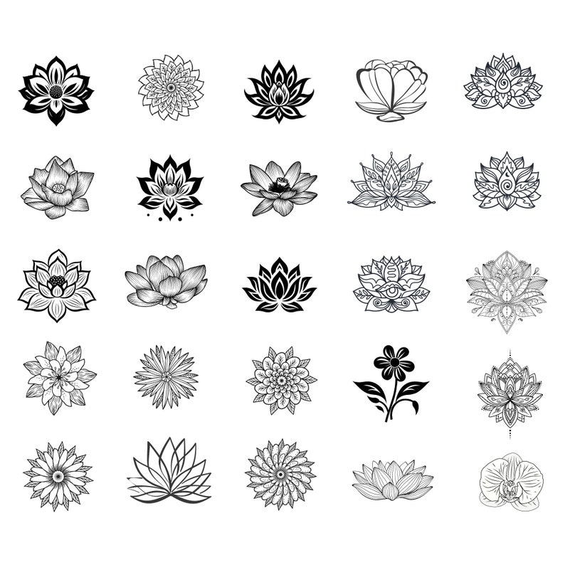 Lovely Lotus Flower Svg, Flower Svg Bundles, Lotus Flower Designs ...