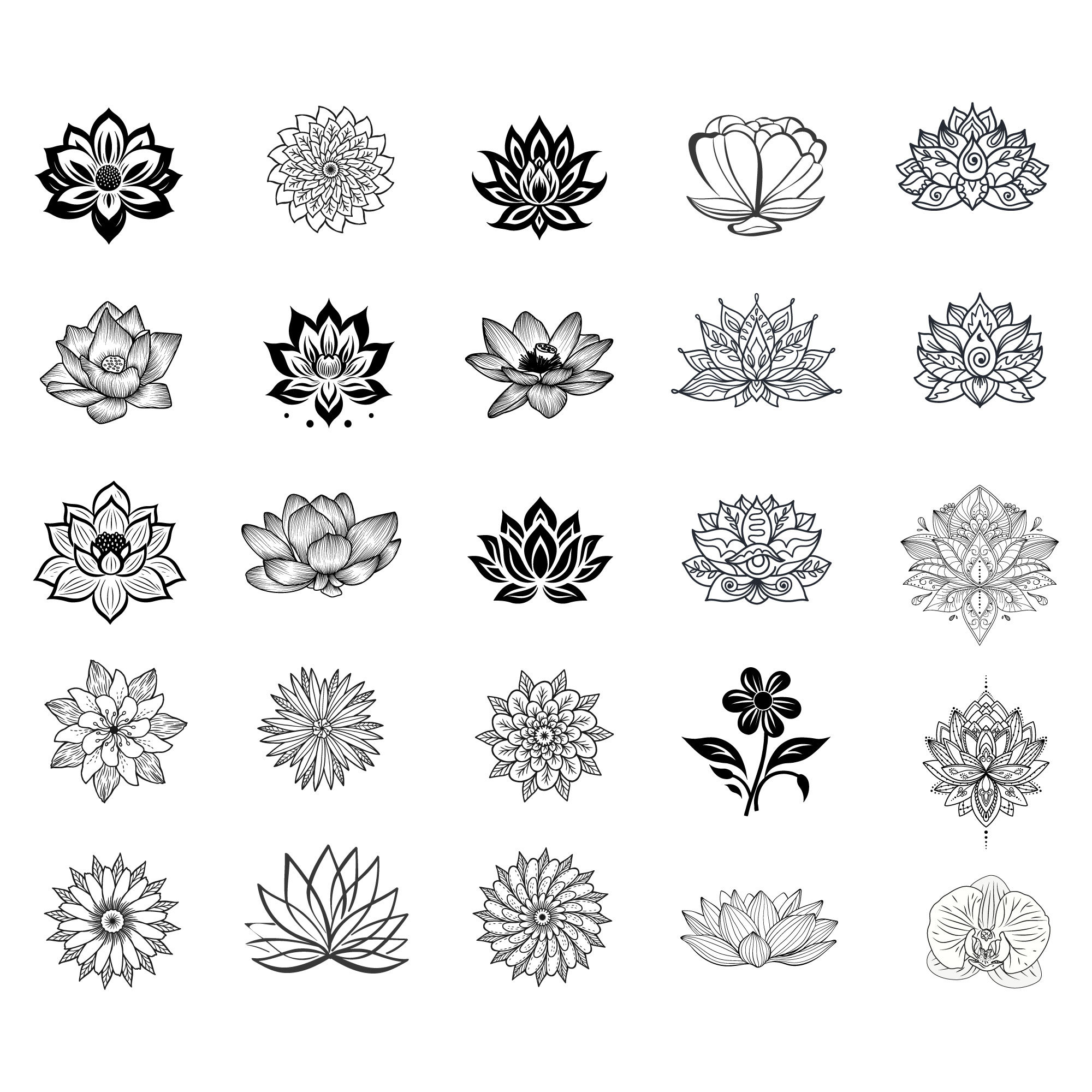 Lovely Lotus Flower Svg, Flower Svg Bundles, Lotus Flower Designs ...