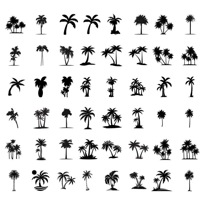Cute Palm Tree Svg Bundle, Palm Tree Clipart, Tree Circuit of Palm ...