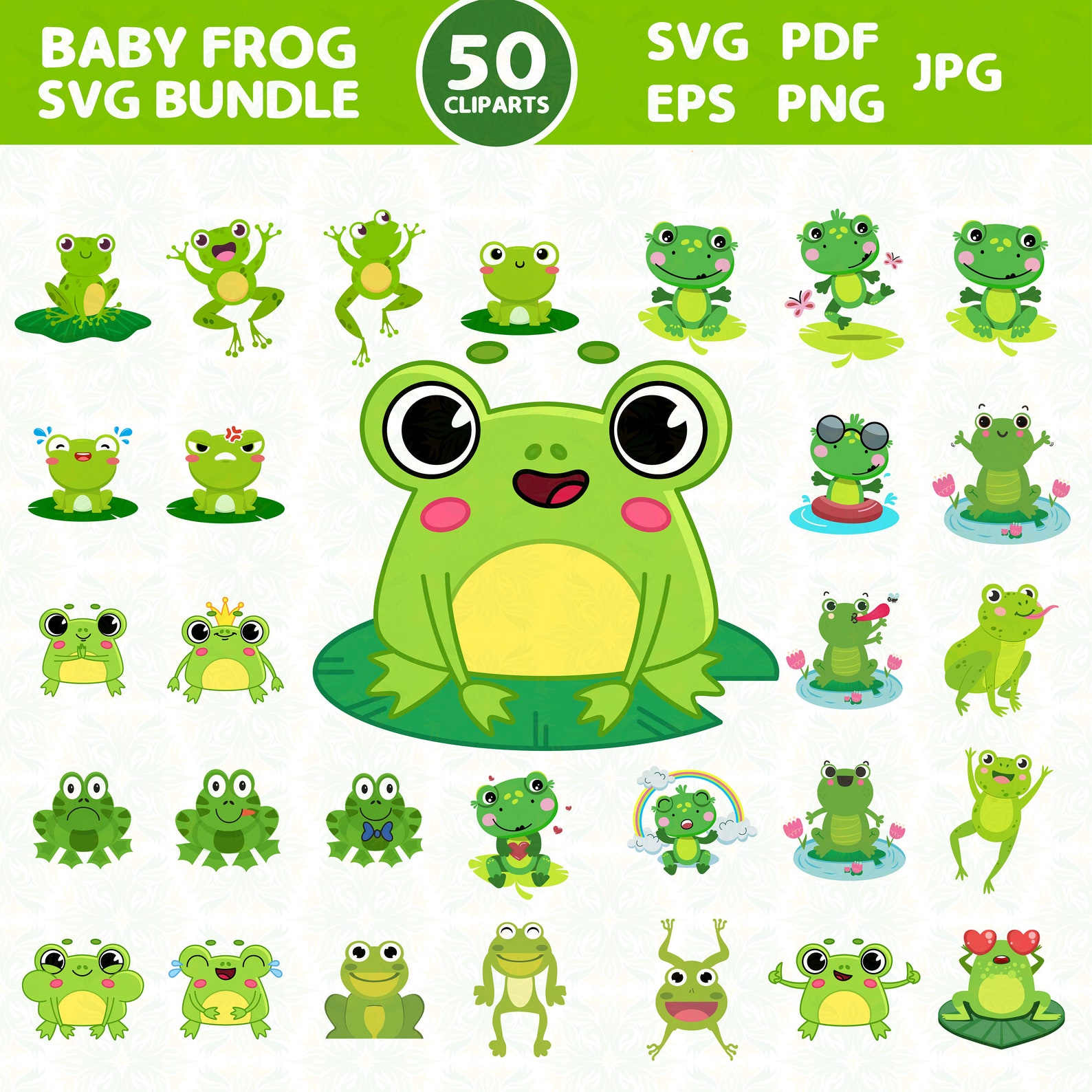 Cute Baby Frog Svg Bundles, Baby Frog Svg, Colorful Frog Svg, Frog Png ...