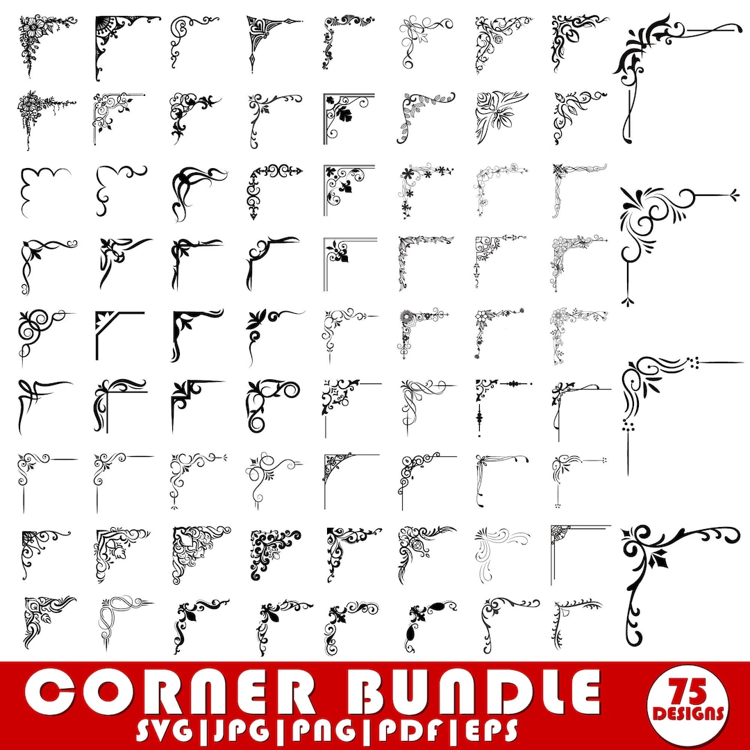 Book Corner Svg Bundles, Corner Svg, Floral Corner, Decorative Page ...