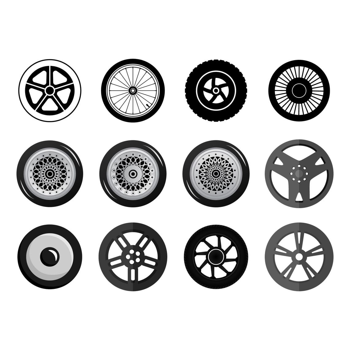 Tire Svg Bundles, Tire Clipart, Tire PNG, Car Tires Svg, Truck Tires ...