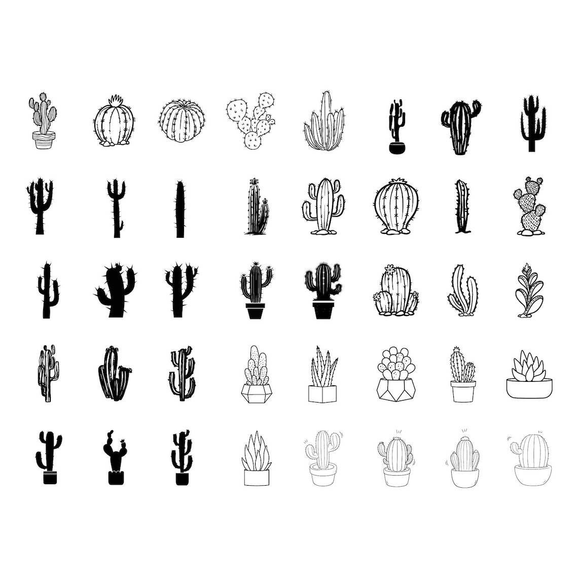 Cactus Plants Svg Bundles, Cactus Cut Files, Cactus Clipart, Cactus ...