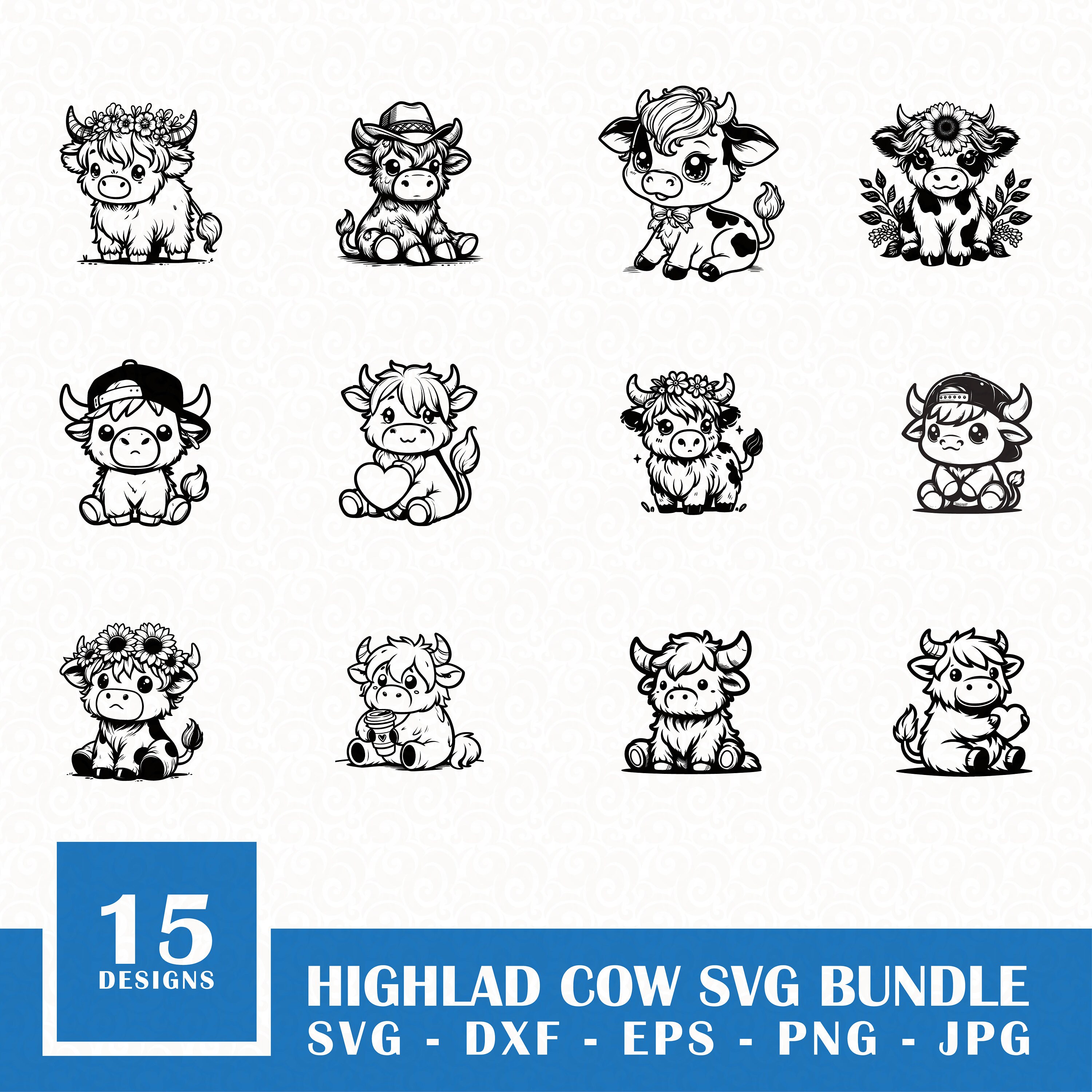 Sweet Highland Cow Svg Bundles, Highland Cow Baby PNG, Cow SVG ...