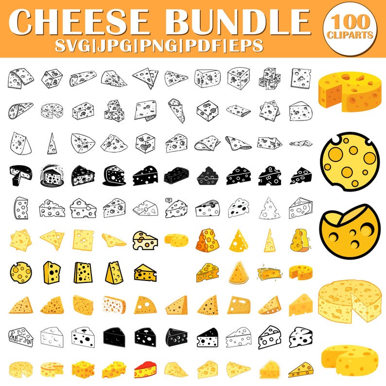Cheese Svg Bundles, Cheese Clipart, Cheese PNG, Cheese Slice Svg ...