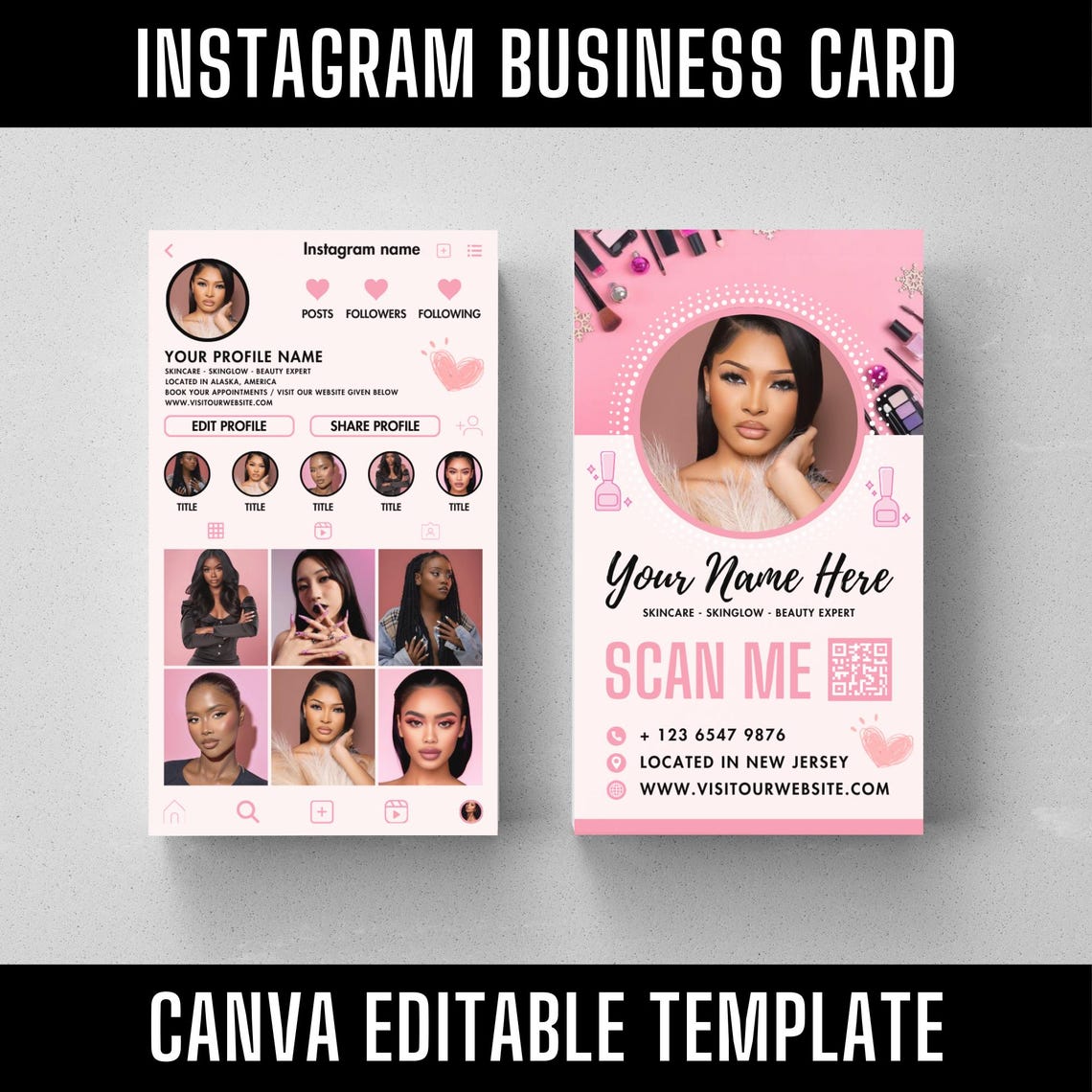 Makeup Artist Instagram Business Cards, Digital Business Cards ...