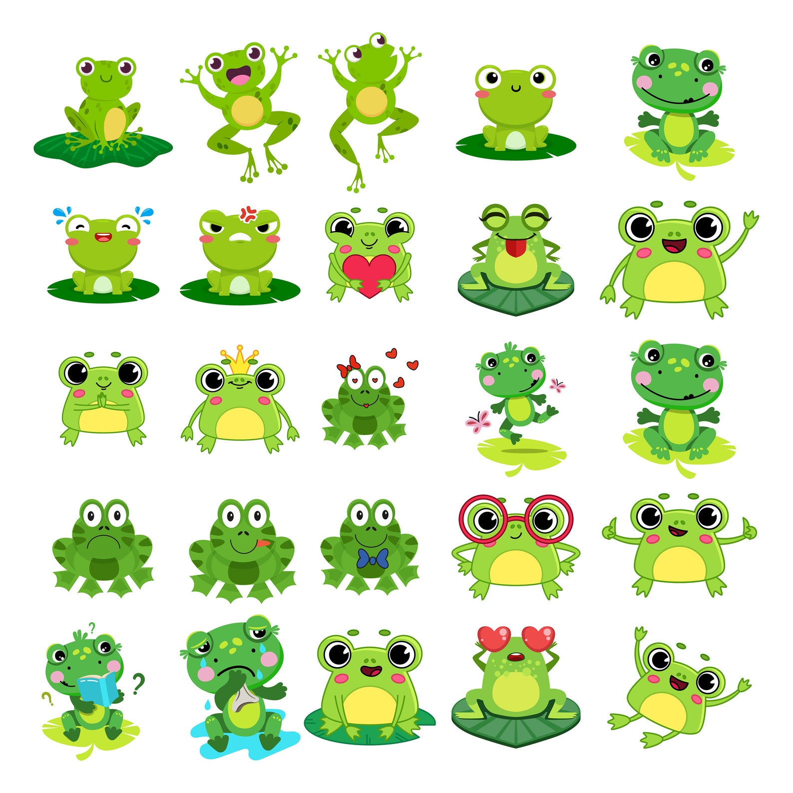 Cute Baby Frog Svg Bundles, Baby Frog Svg, Colorful Frog Svg, Frog Png ...
