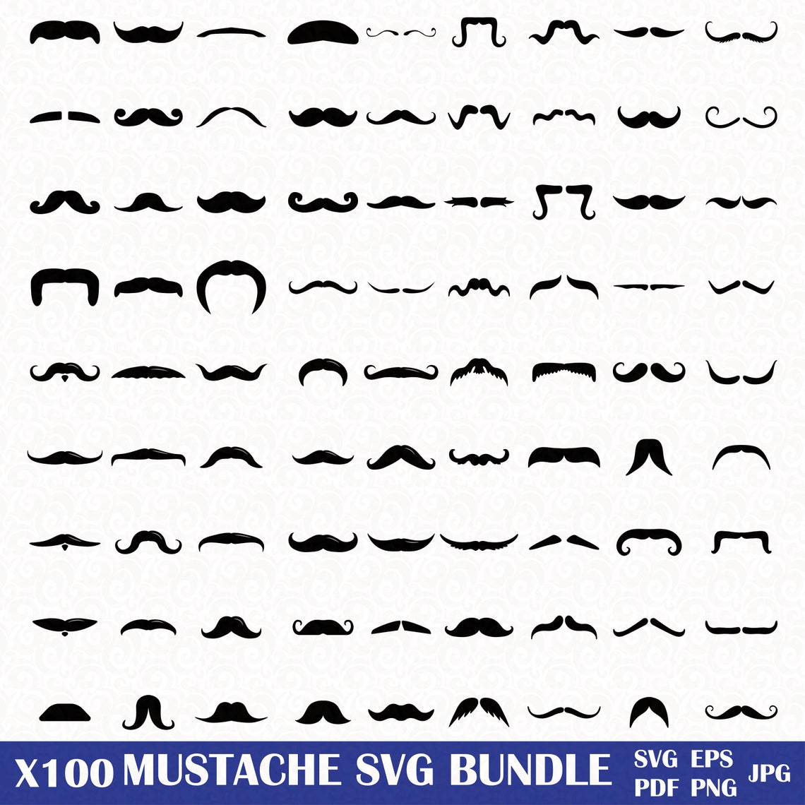 Mustache Svg Bundles, Mustaches Svg, Mustaches Clipart, Mustache Vector ...