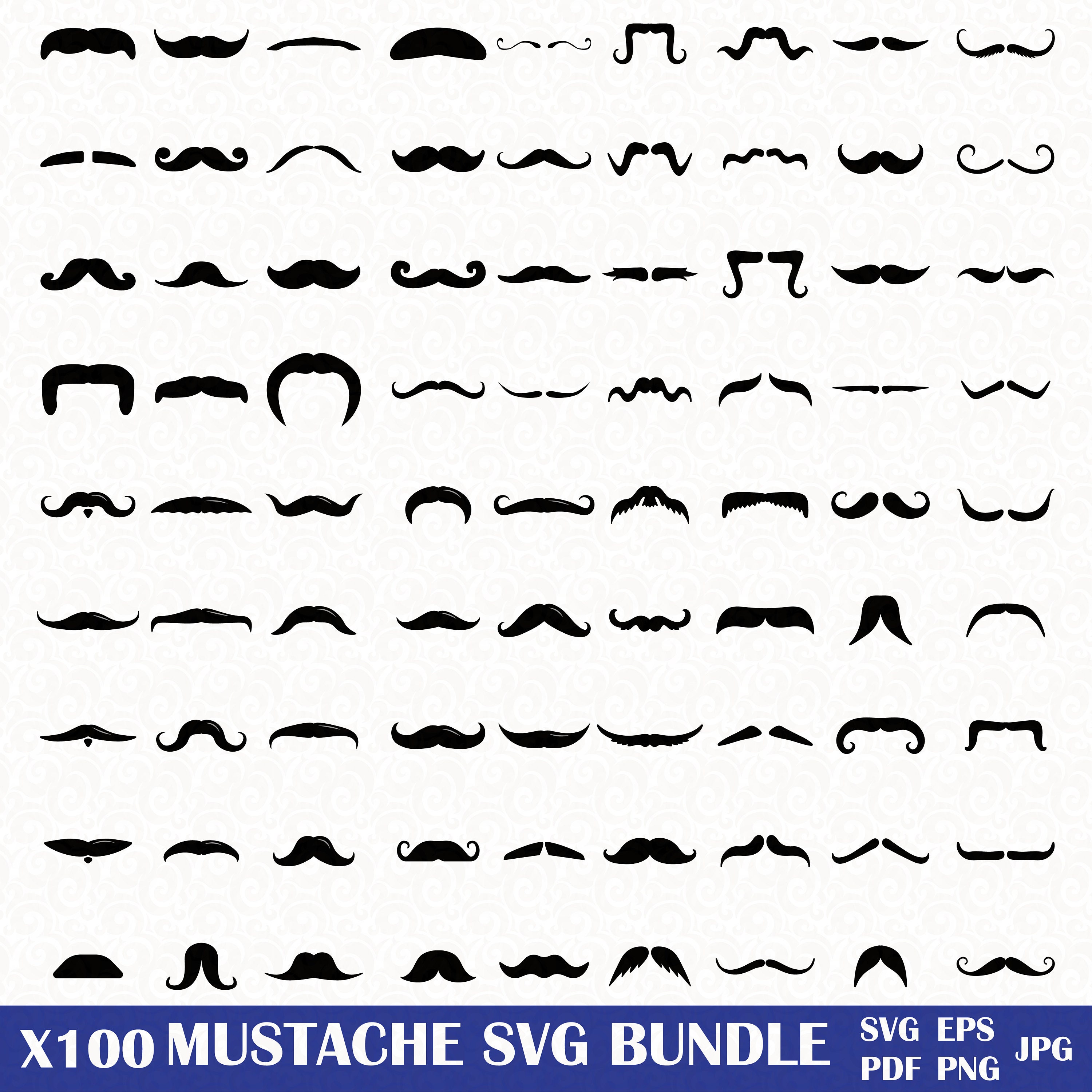Mustache Svg Bundles, Mustaches Svg, Mustaches Clipart, Mustache Vector ...
