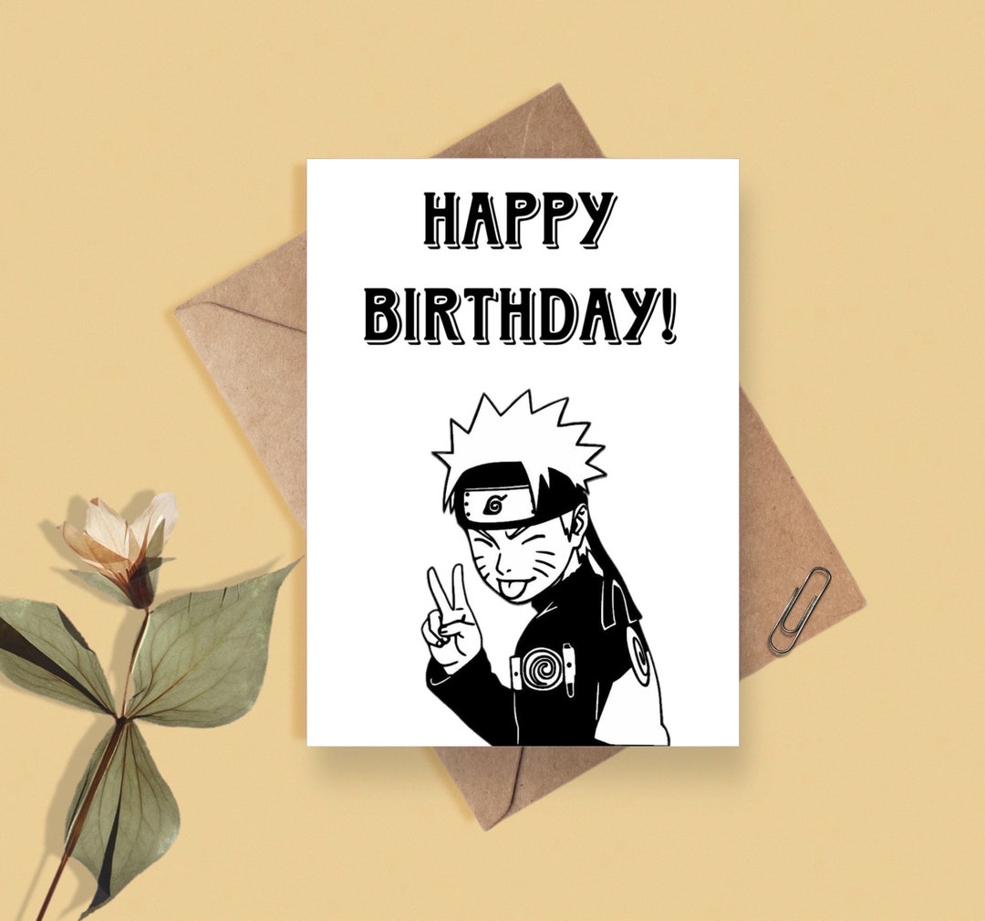 Funny Anime Greeting Card, Anime Birthday Card, Birthday Card for ...