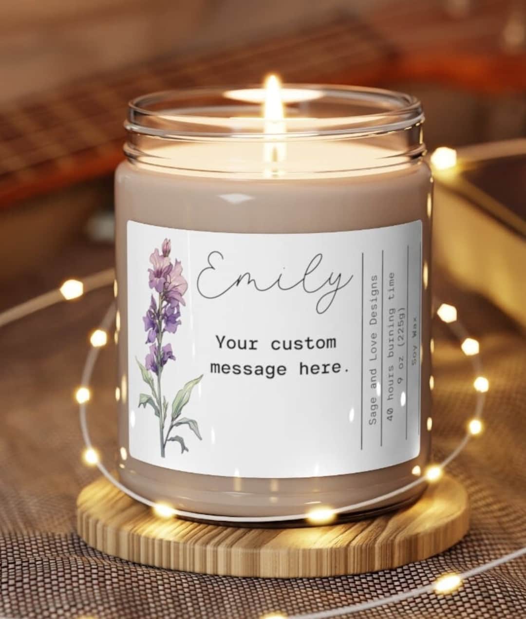 Birth Month Flower Candle Birthdate Candle Personalized Candle ...