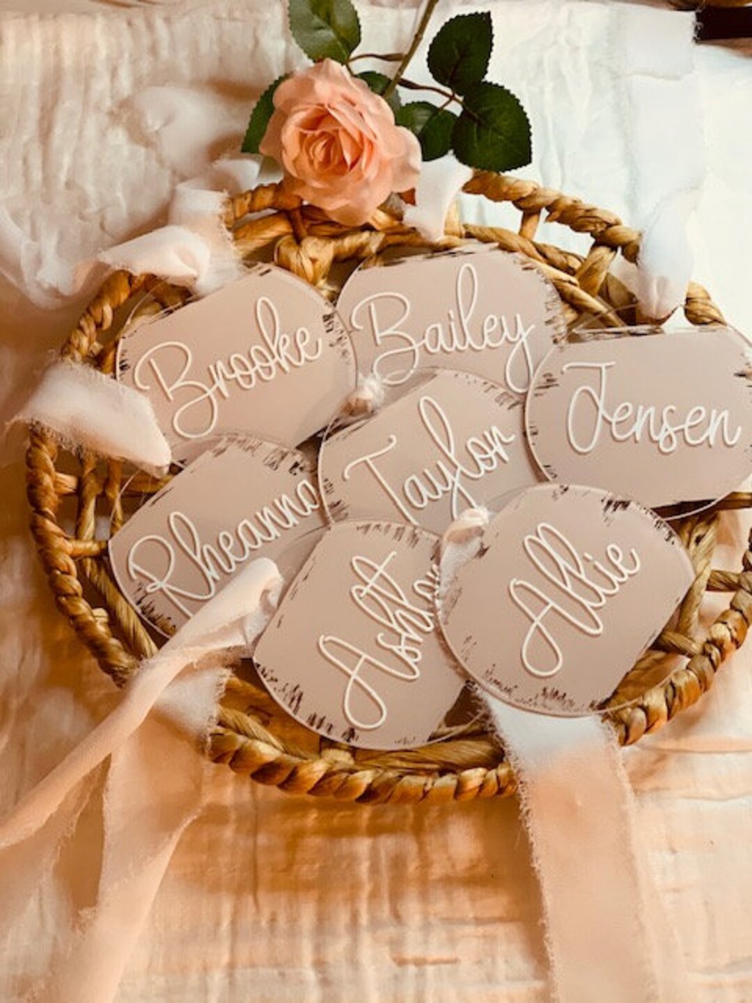 Custom Wedding Acrylic Hanger Tag | Bridal Party | Bridesmaid Gift Tag ...