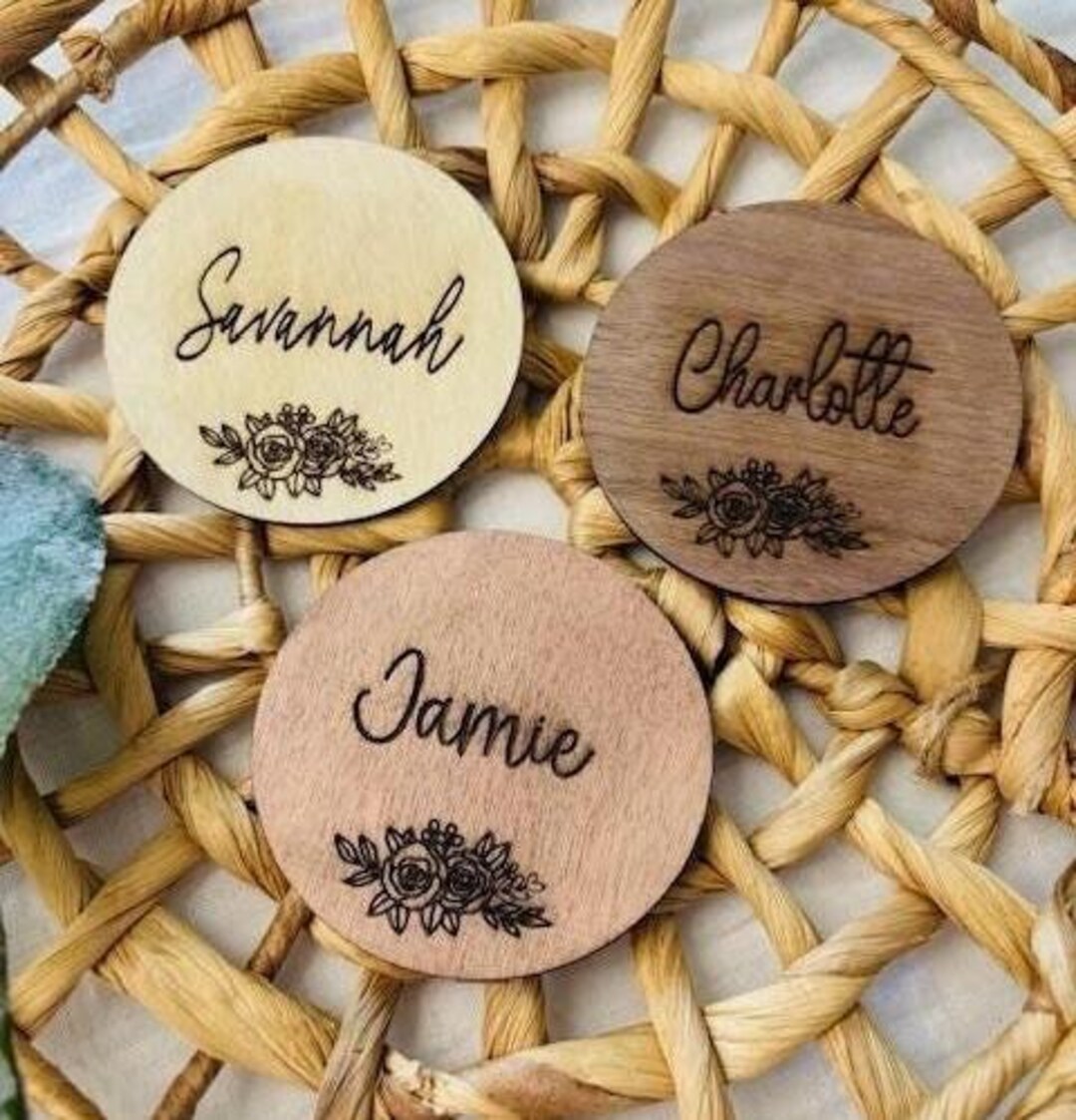 Wedding Place Names, Wedding Place Cards, Wooden Place Cards, Laser Cut ...