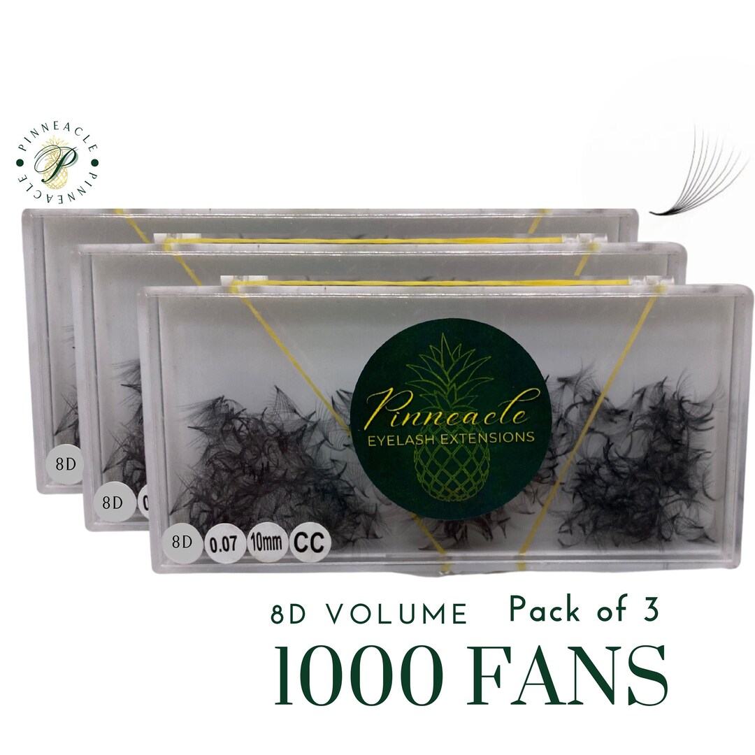 Pack of 3 | 1000 Fans | 8D Volume | Pinneacle Premade Volume Fans for ...