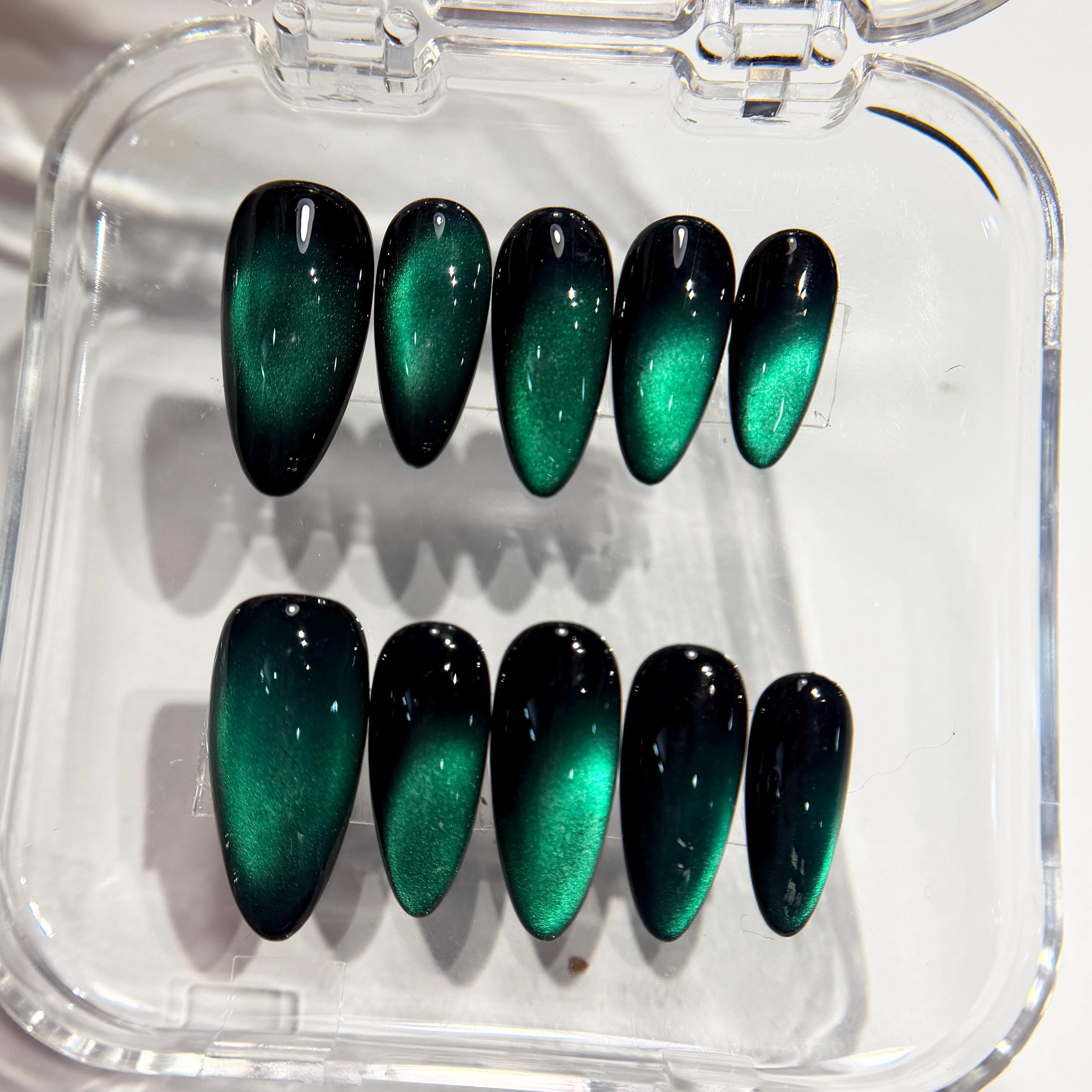 Emerald Green Cat Eye Press on Nails - Party Nails - Night Out Nails ...
