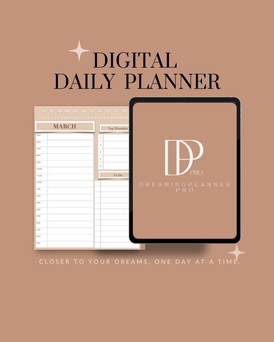 Digital Daily Planner, Portrait Digital Planner, Daily Schedule ...