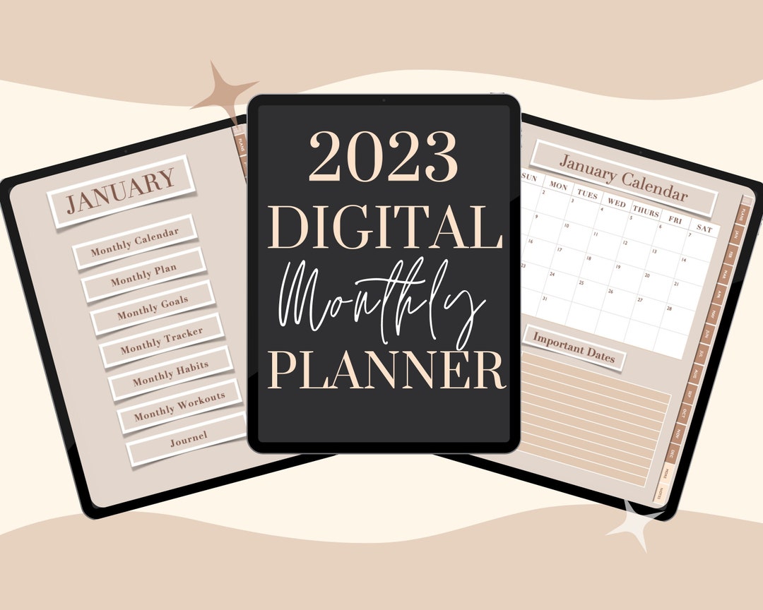 2023 Digital Monthly Planner Portrait View for Ipad, Dated Monthly PDF ...