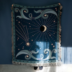 Blue Woven Cotton Wall Hanging "beautiful as the Moon" by Le Châle Bleu ...