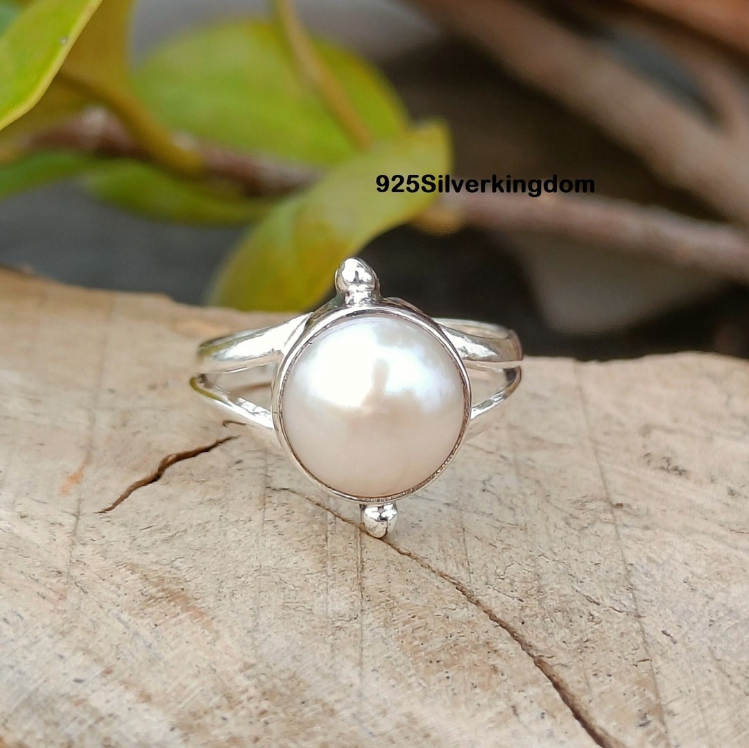 Handmade Sterling Silver Pearl Ring: Boho Gemstone Jewelry - Etsy