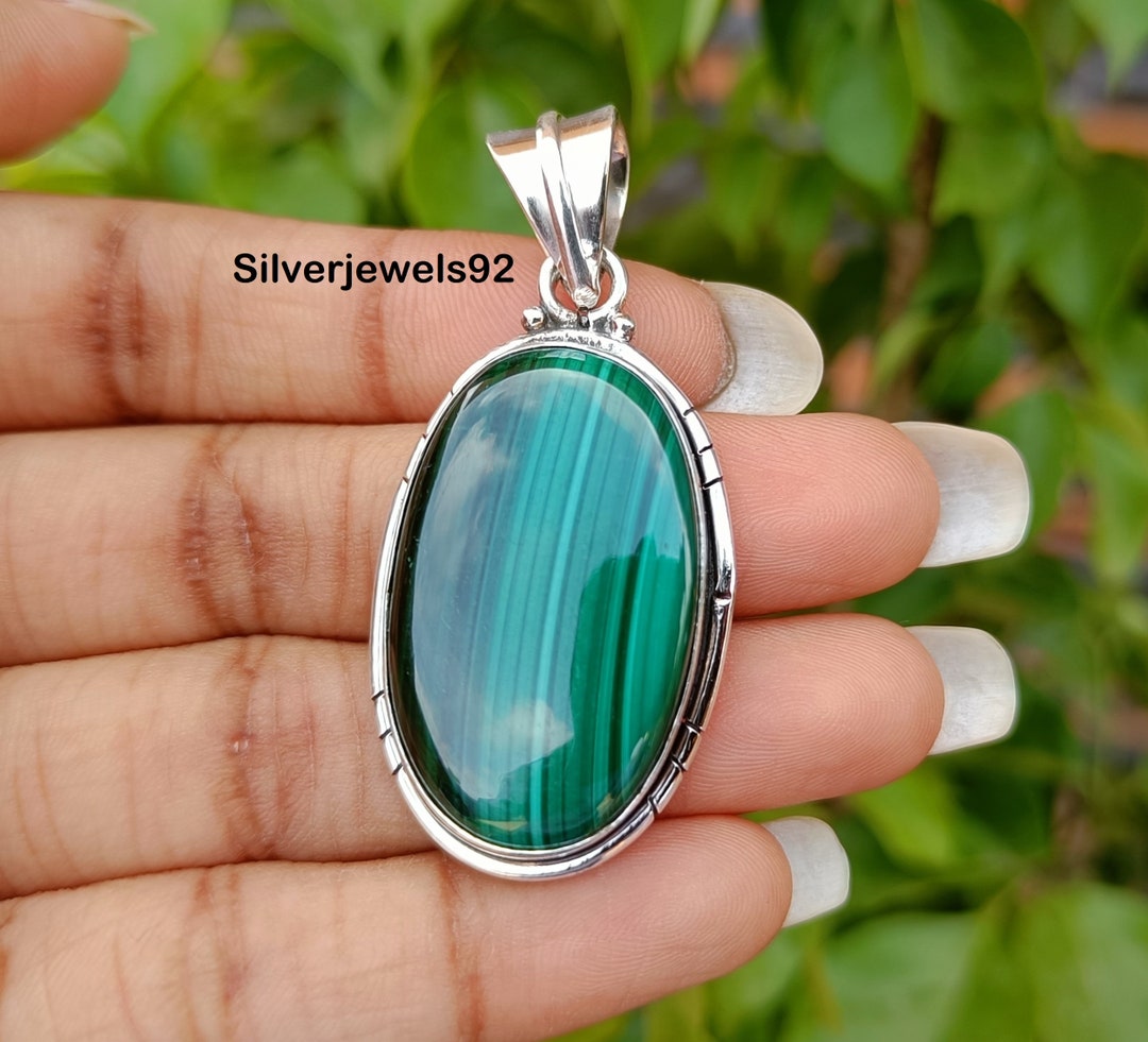 Malachite Pendant, Simple Pretty Pendant, Designer Pendant, 925 ...