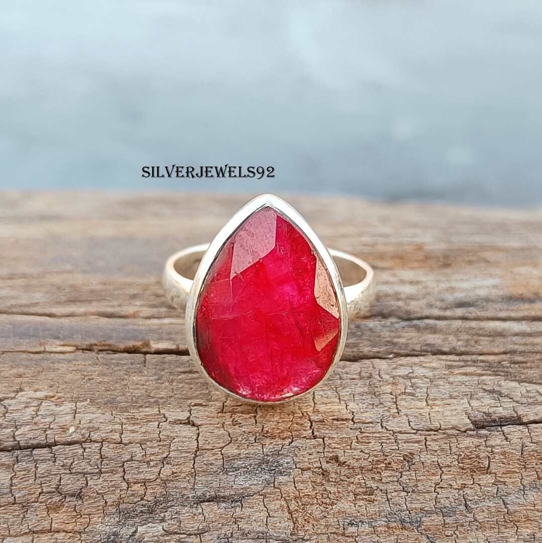 Handmade Oval Ruby Ring: 925 Sterling Silver Boho Jewelry - Etsy