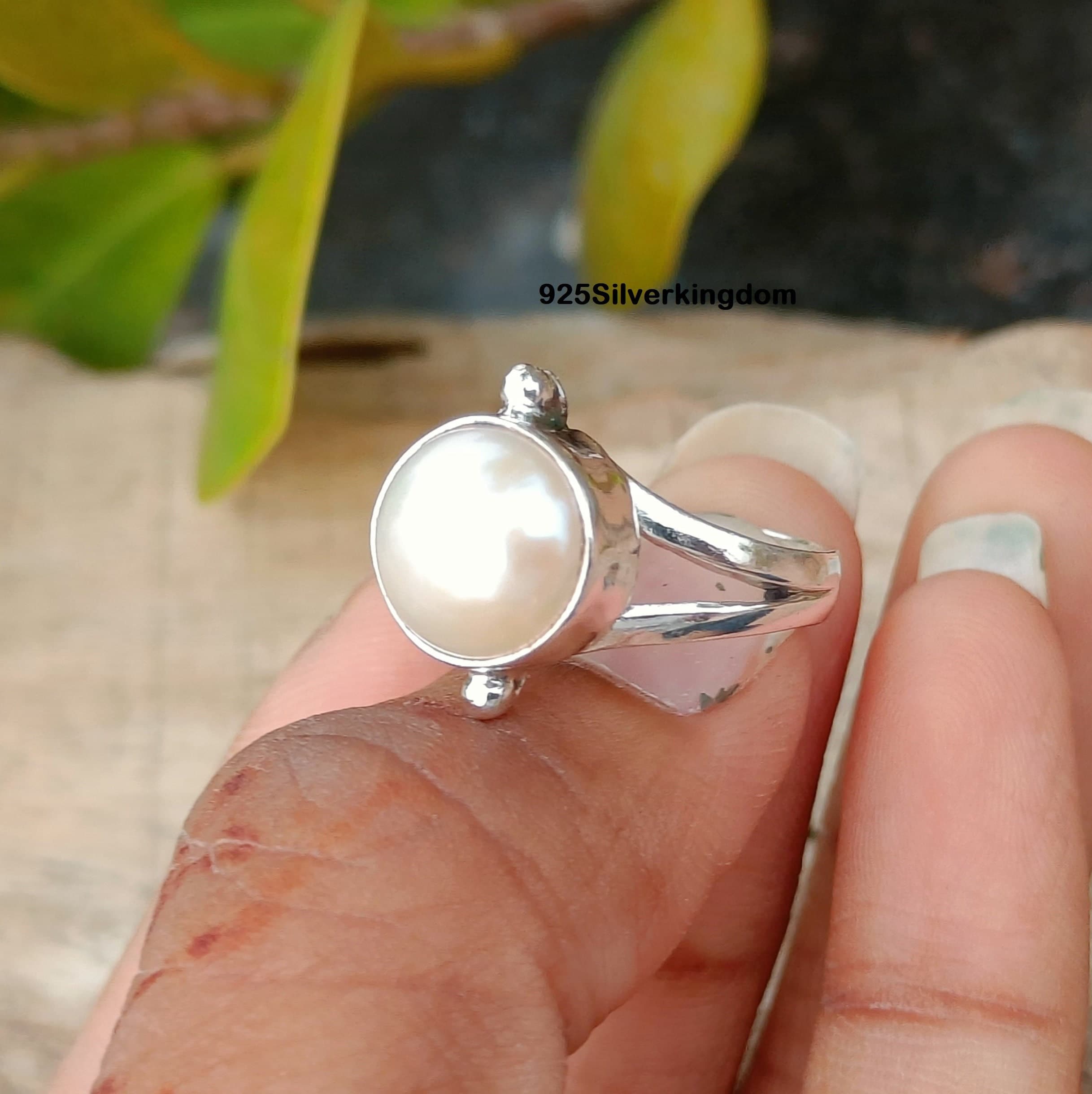 Handmade Sterling Silver Pearl Ring: Boho Gemstone Jewelry - Etsy