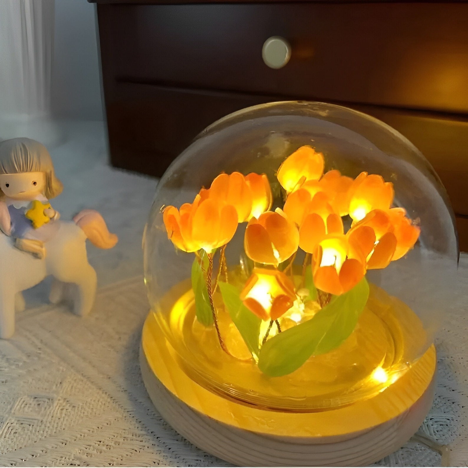 Magic HANDMADE Tulip Glass Container Night Light Handmade Night Light ...