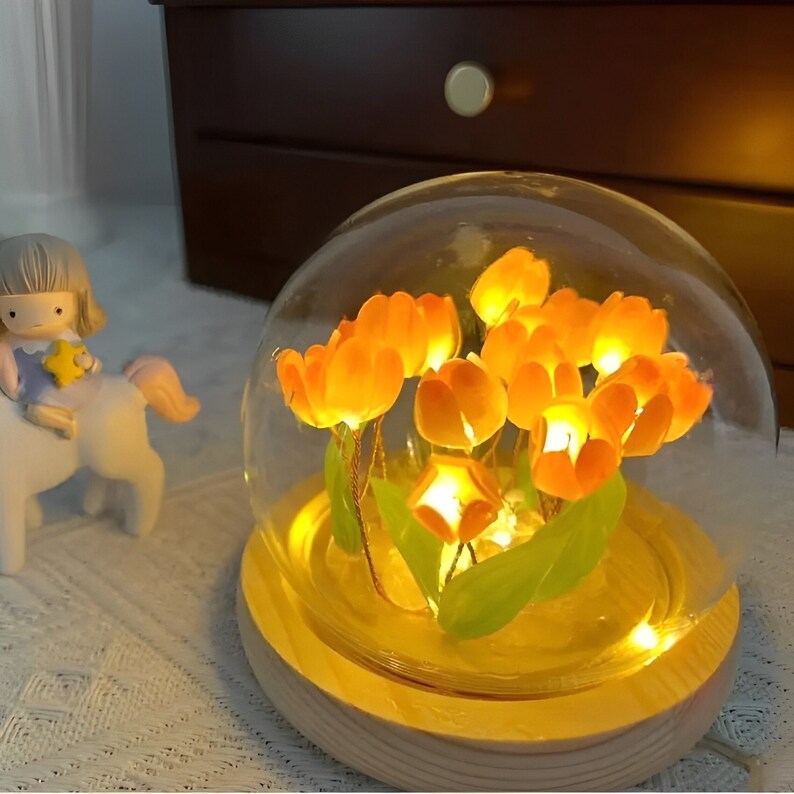 Magic HANDMADE Tulip Glass Container Night Light Handmade Night Light ...