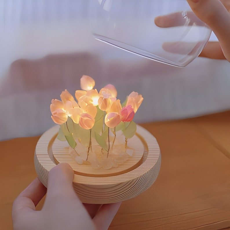 Magic HANDMADE Tulip Glass Container Night Light Handmade Night Light ...