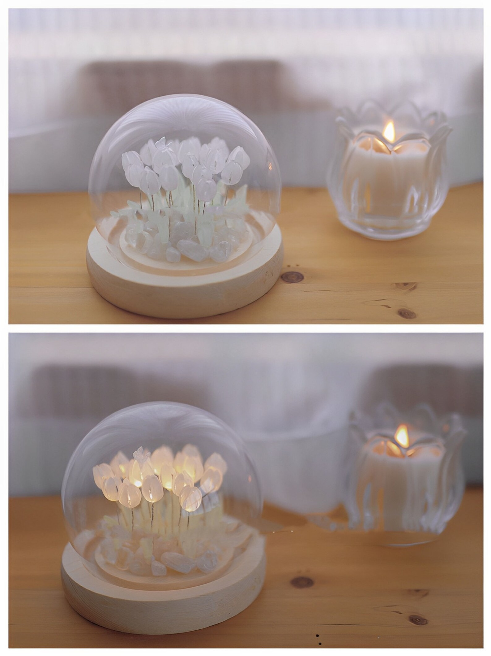 Magic HANDMADE Tulip Glass Container Night Light Handmade Night Light ...