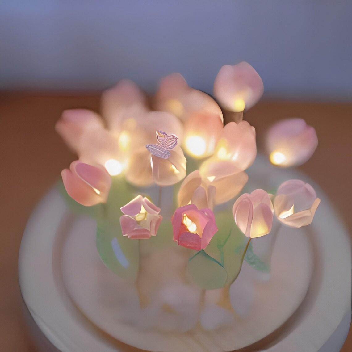 Magic HANDMADE Tulip Glass Container Night Light Handmade Night Light ...