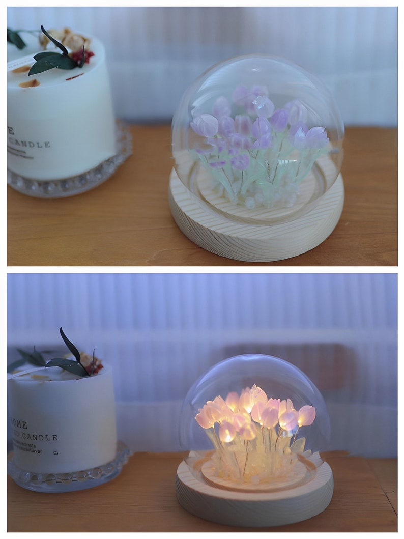 Magic HANDMADE Tulip Glass Container Night Light Handmade Night Light ...