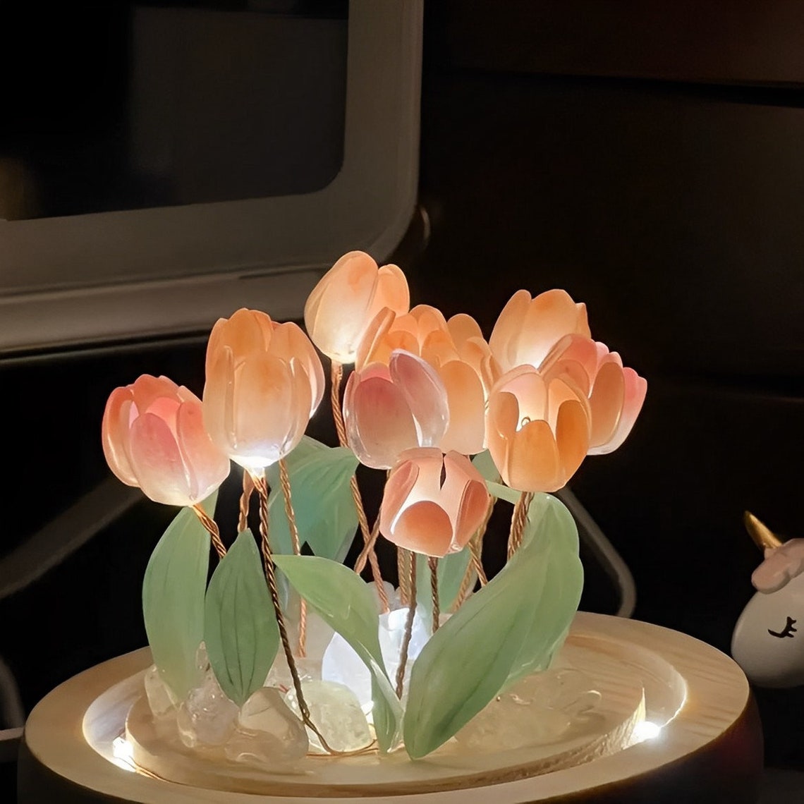 Magic HANDMADE Tulip Glass Container Night Light Handmade Night Light ...