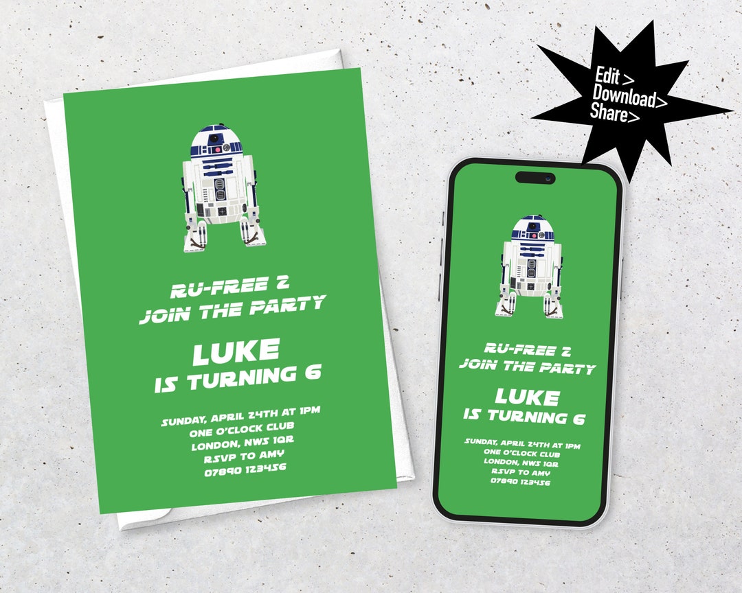 Sci-fi Birthday Party Invitation, Star Invite, Editable Template ...