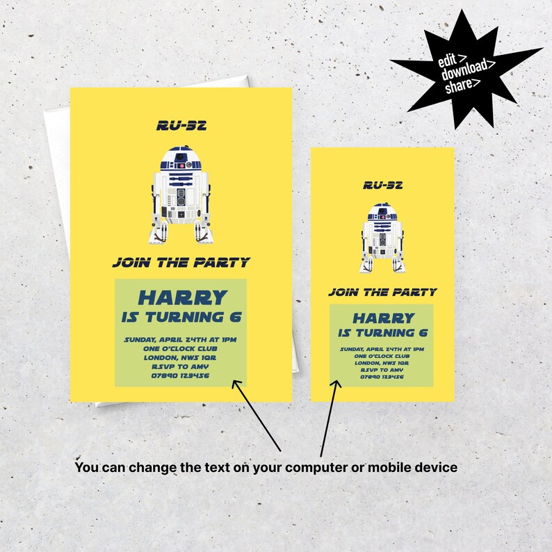 Star Birthday Party Invitation War Invite Digital Editable - Etsy