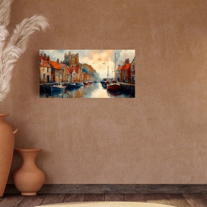 Sunset Harbour Canvas Watercolour Print, Harbor Wall Art, Boating Gift ...