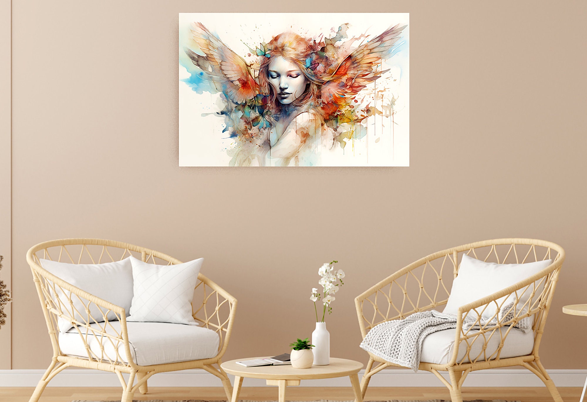 Angel Canvas Wall Art, Butterfly Winged Angel Unique Art. Beautiful ...