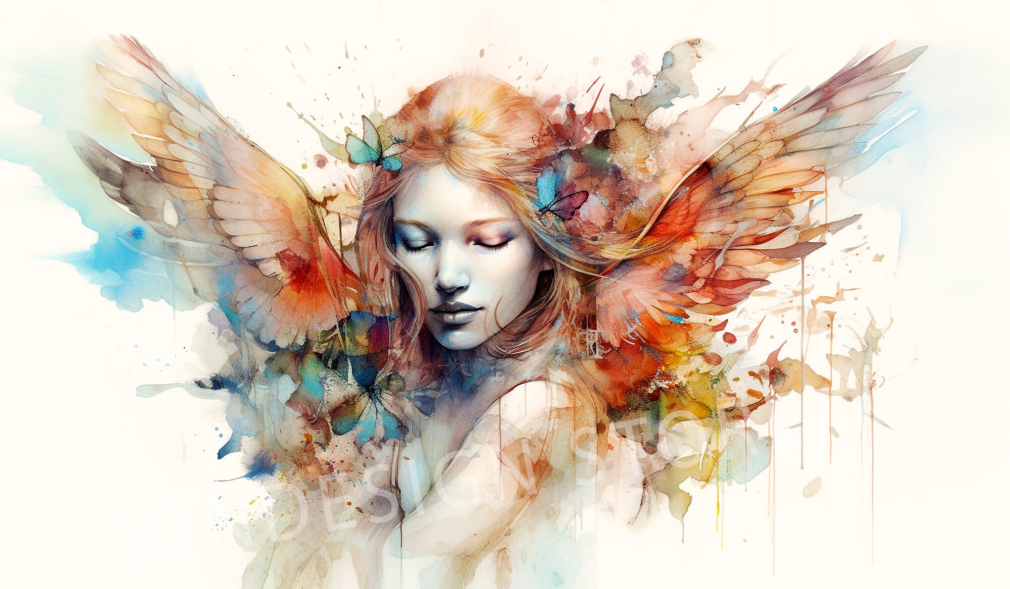 Angel Canvas Wall Art, Butterfly Winged Angel Unique Art. Beautiful ...