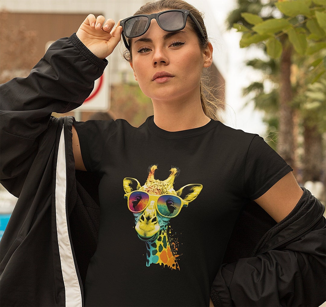 Cool Giraffe T-shirt, Giraffe Shirt, Animal Lover Gift, Colorful ...