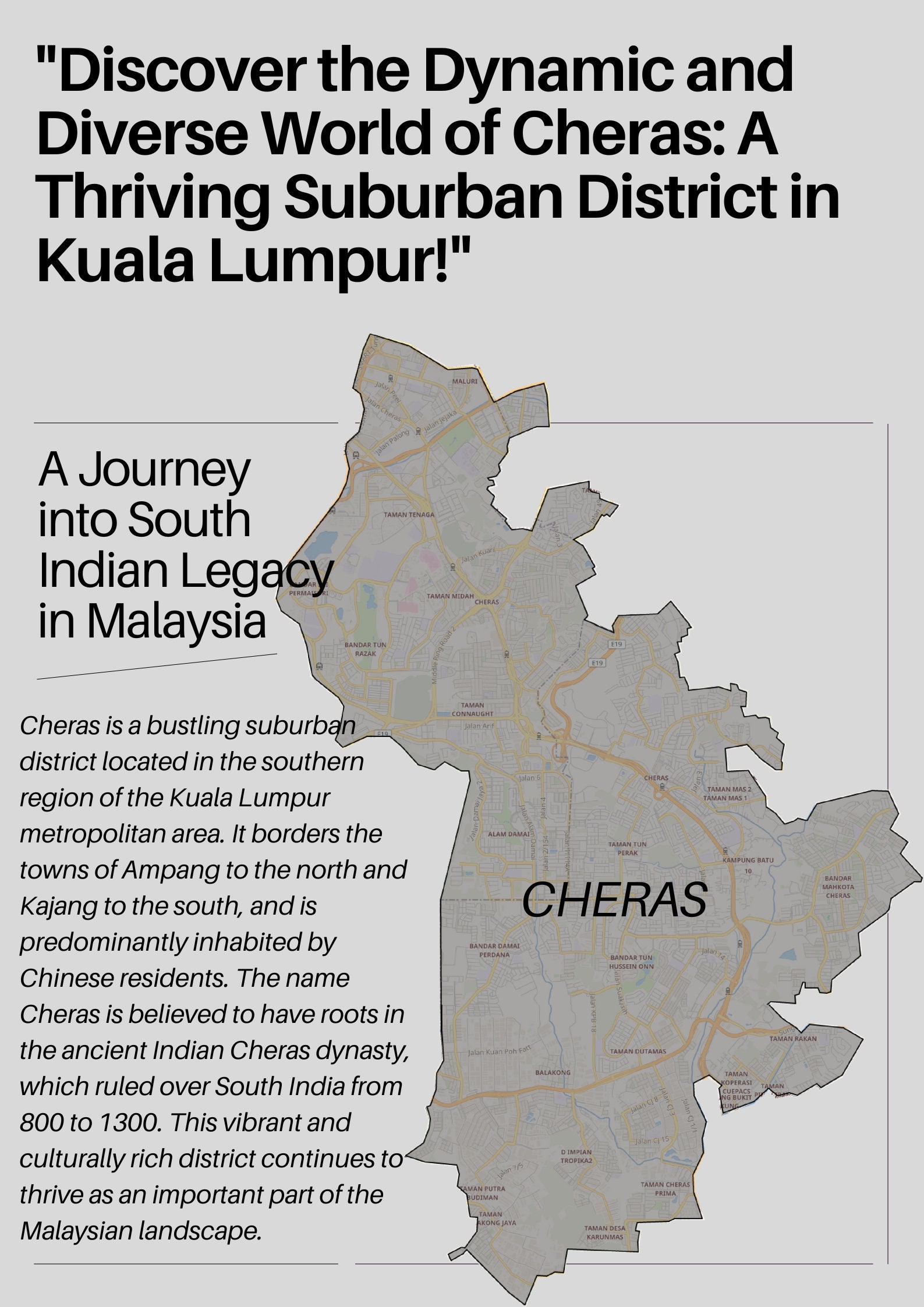 CHERAS City Map Digital Download Print of Malaysia Poster Wall Art ...