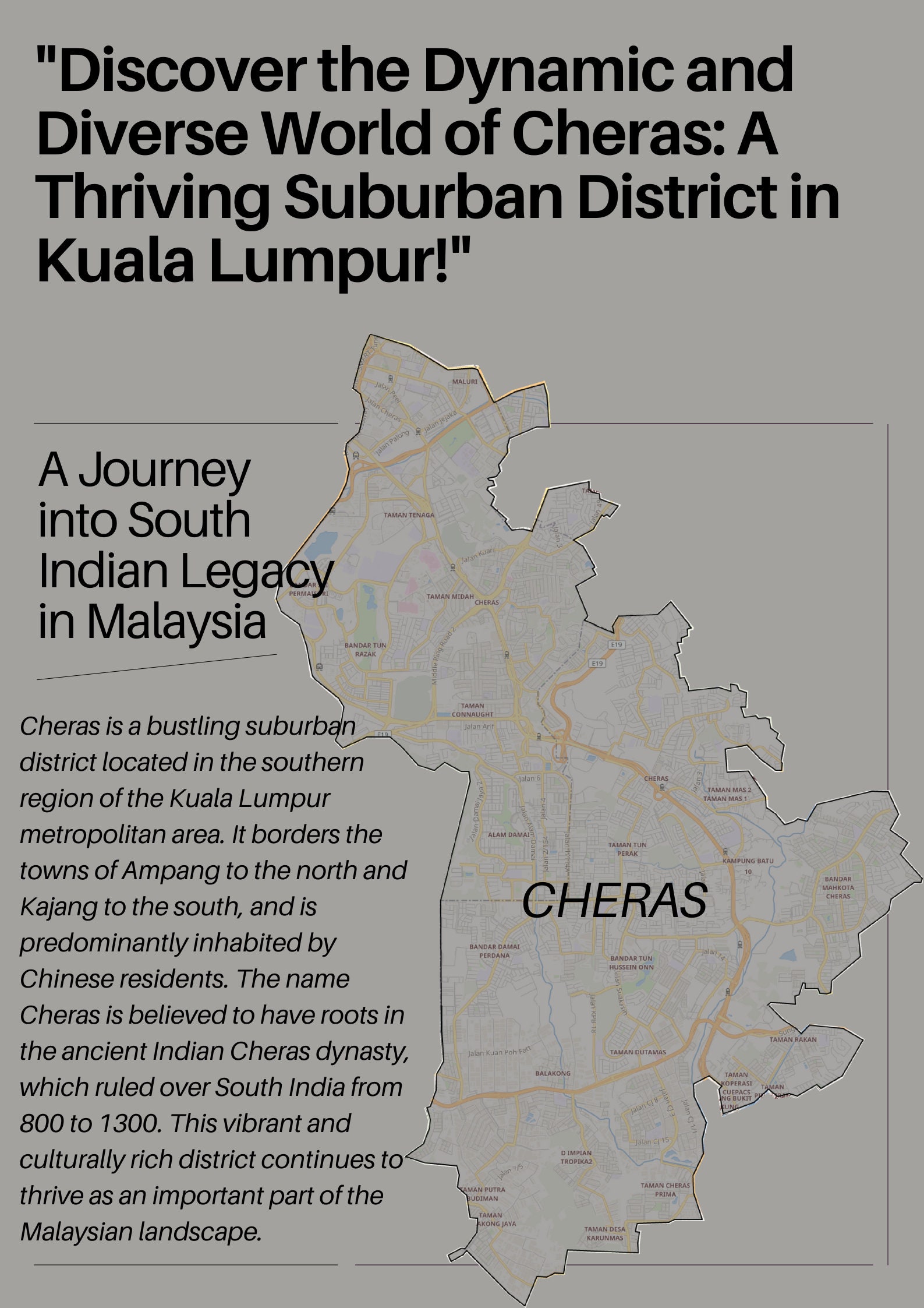 CHERAS City Map Digital Download Print of Malaysia Poster Wall Art ...