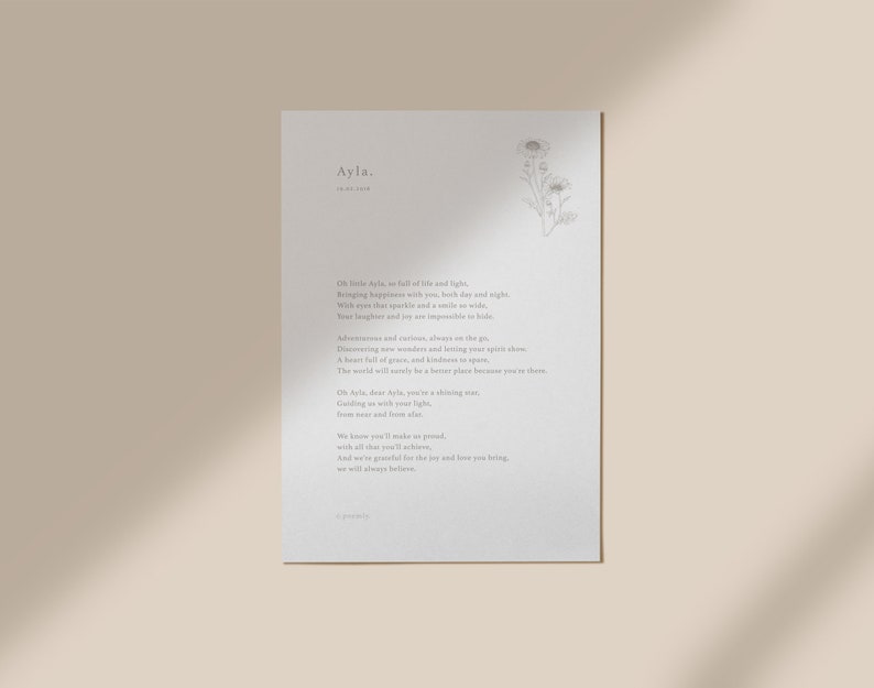 Personalised Poem, Custom Unique Name Poem, Name Poem, Poem Baby, Child ...