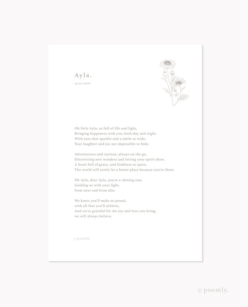Personalised Poem, Custom Unique Name Poem, Name Poem, Poem Baby, Child ...