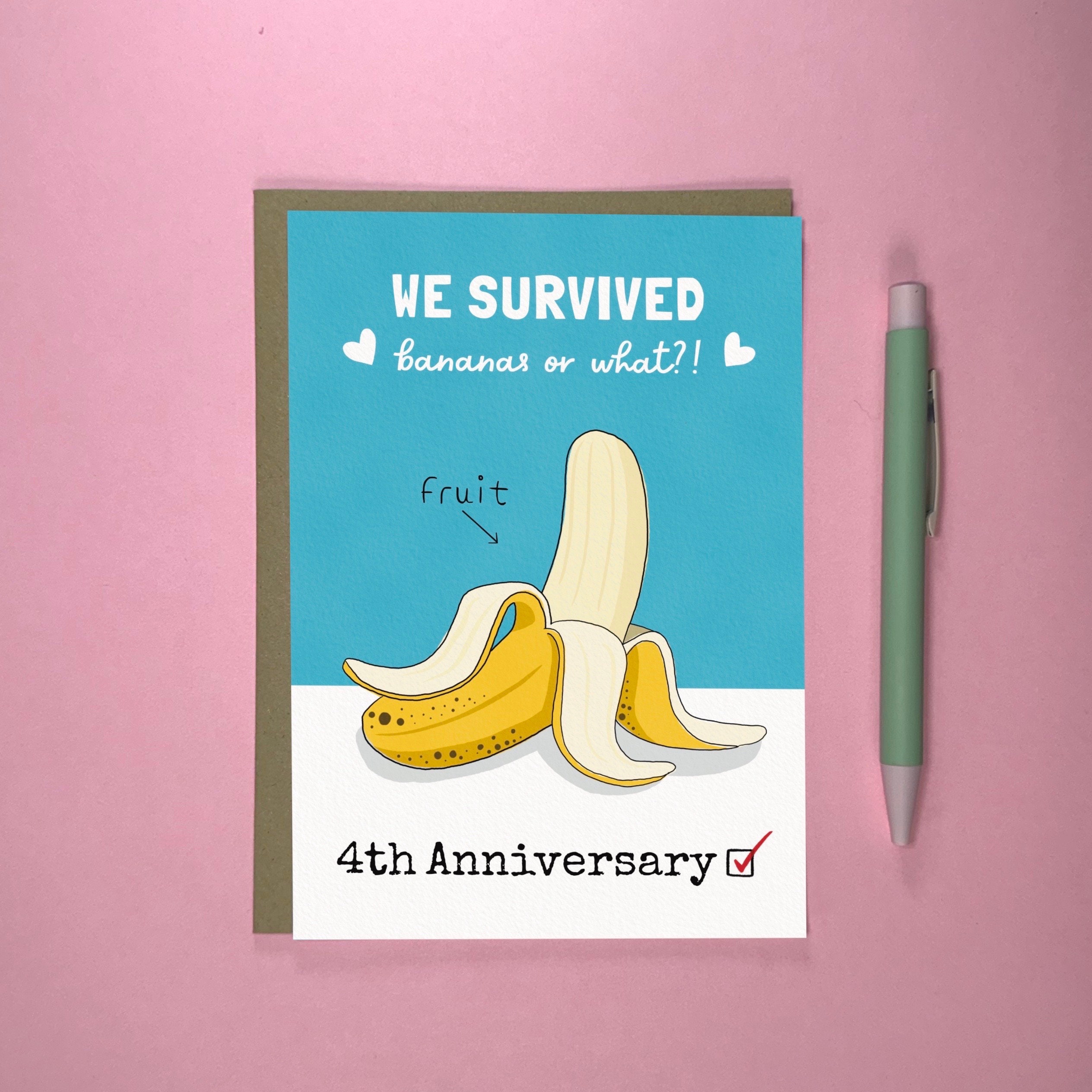 Funny Four Year Anniversary Card Fruit 4th Anniversary Banana Rude ...