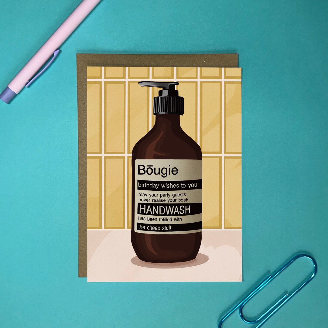 Funny Bougie Hand Wash Birthday Card | Fashionista Friend - Etsy