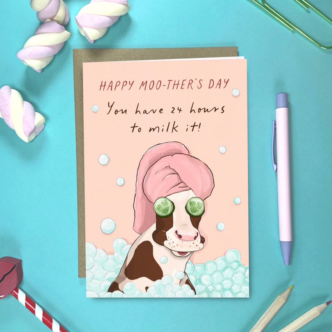 Funny Mothers Day Card Funny Cow Spa Day Card for Mum Pun Mothers Day ...
