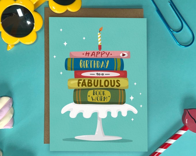 Funny Birthday Card Card for Book Worm | Book Lover Birthday Card for ...